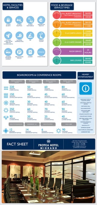 Protea Hotel Midrand Fact Sheet | PDF