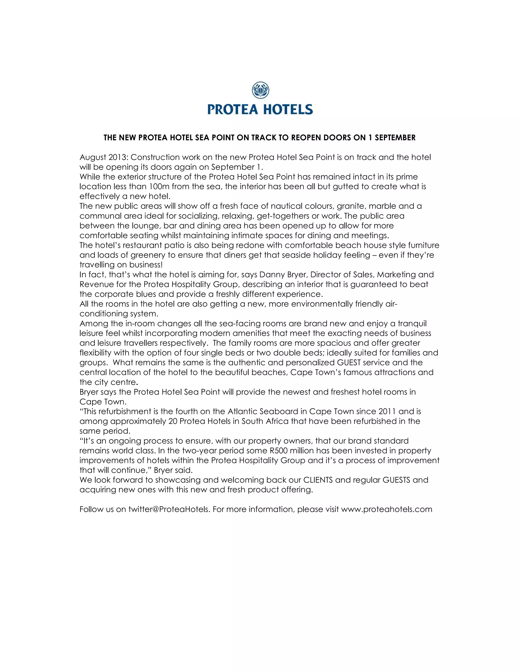 Protea Hotel Sea Point Launch | PDF