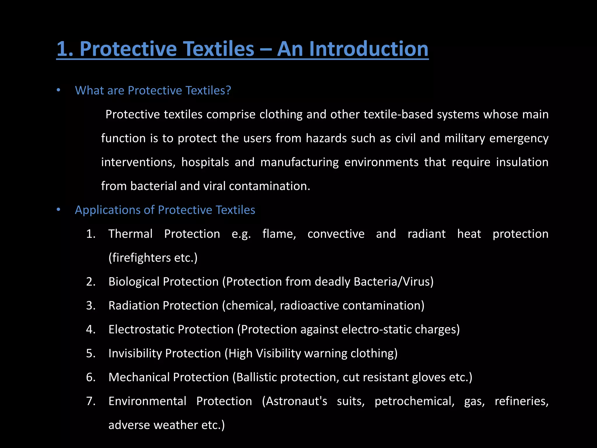 Protective textiles types and scope | PPTX