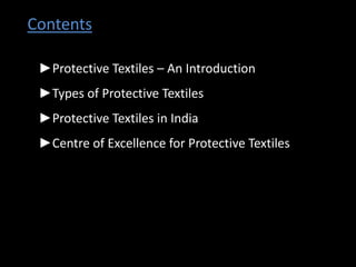 Protective textiles types and scope | PPTX