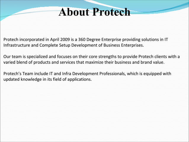 Protech Profile Ppt | PPT | Free Download