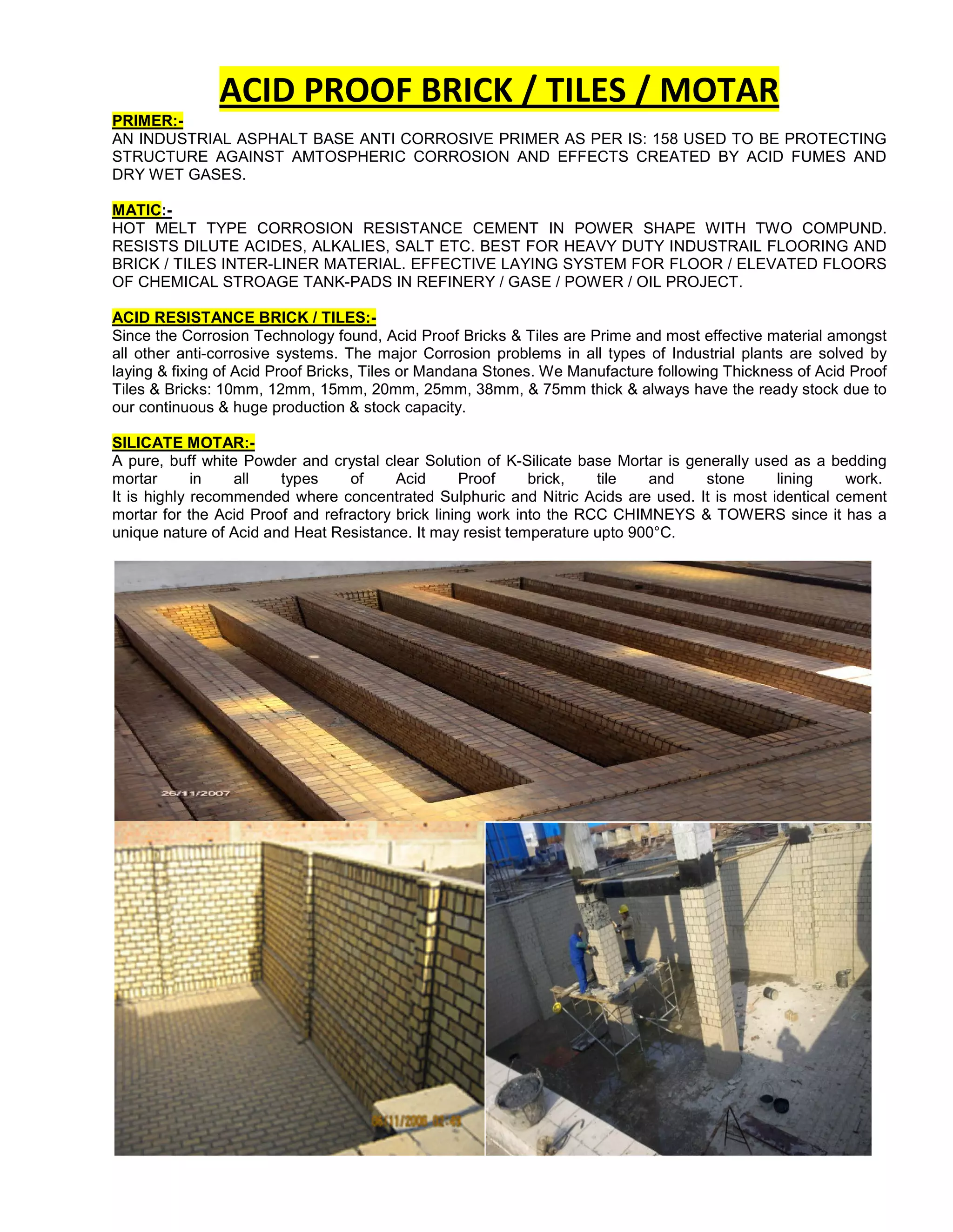 Proteck Anti - Corrosives, Vadodara, Acid Resistance Lining | PDF