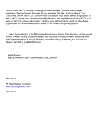 Protected Cell Captive Insurance