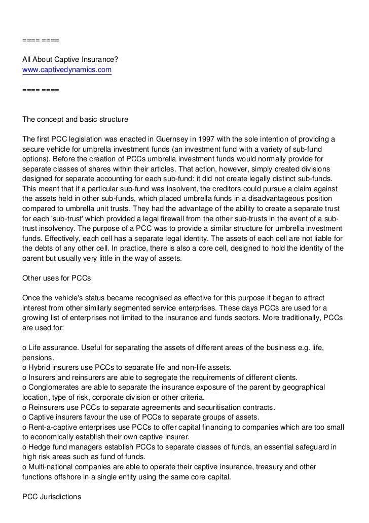 Protected Cell Captive Insurance