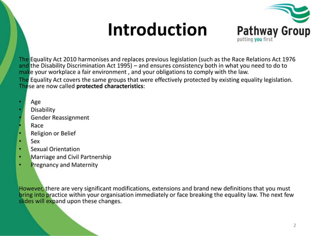 Protected characteristics - Equality Act 2010 | PPTX