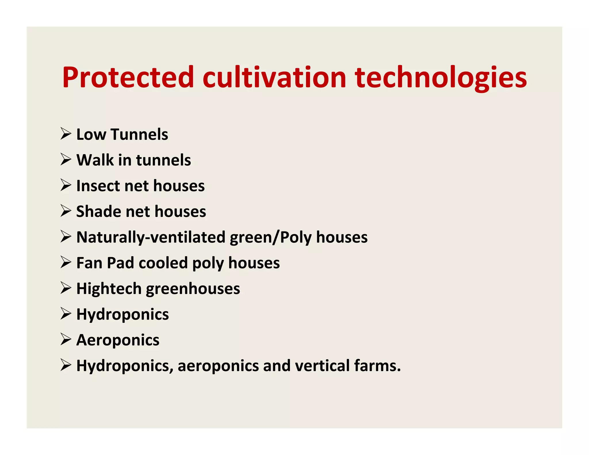Protected cultivation of vegetables | PDF