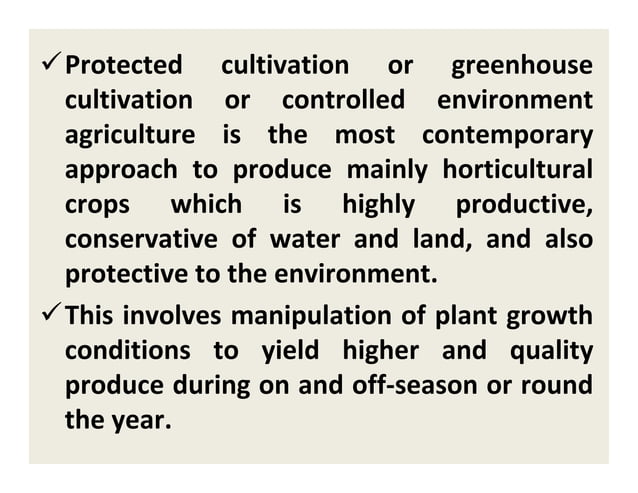 Protected cultivation of vegetables | PDF | Agriculture | Industries