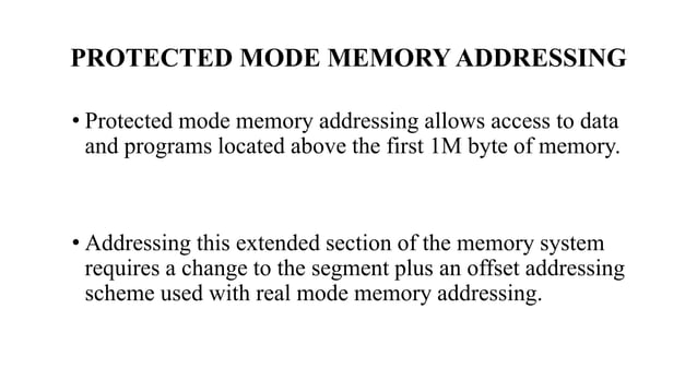 Protected mode memory addressing 8086 | PPTX | Operating Systems | Computer Software and ...