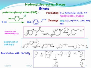 Protecting groups and deprotection- -OH, -COOH, C=O, -NH2 groups. | PPTX