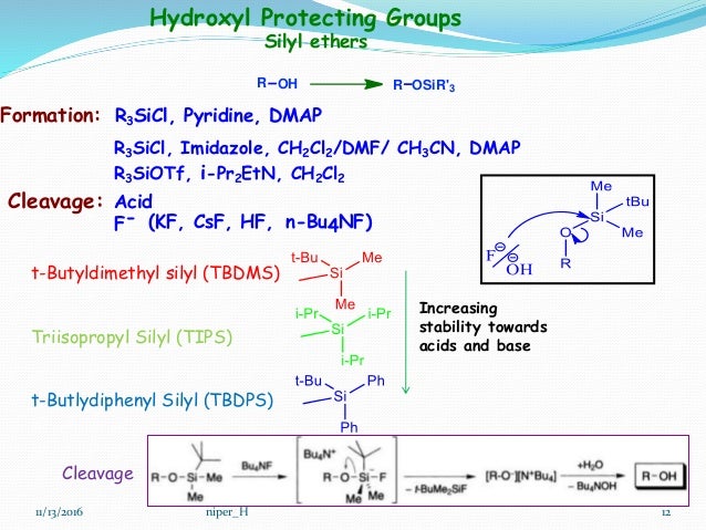 Protecting groups and deprotection- -OH, -COOH, C=O, -NH2 groups.