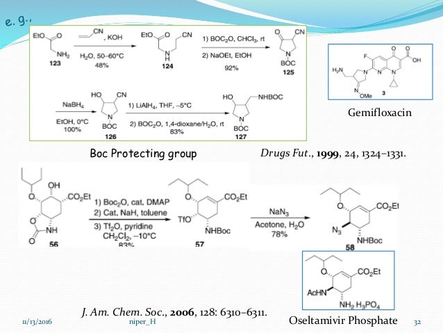 Protecting groups and deprotection- -OH, -COOH, C=O, -NH2 groups.