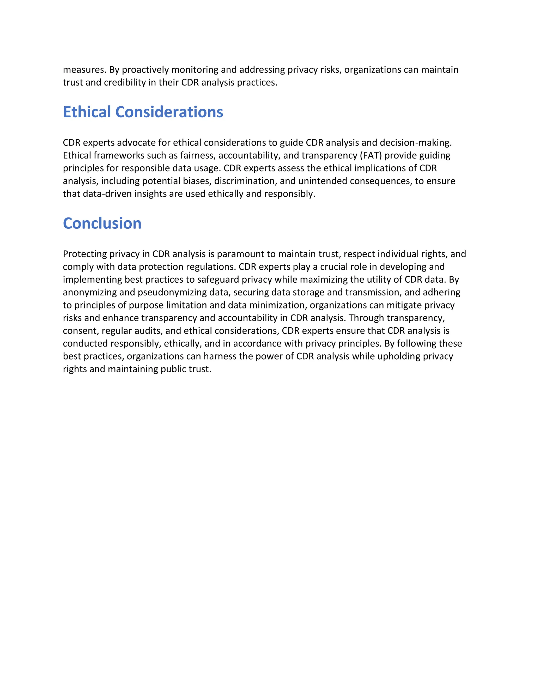 Protecting Privacy in CDR Analysis: Best Practices from Experts | PDF