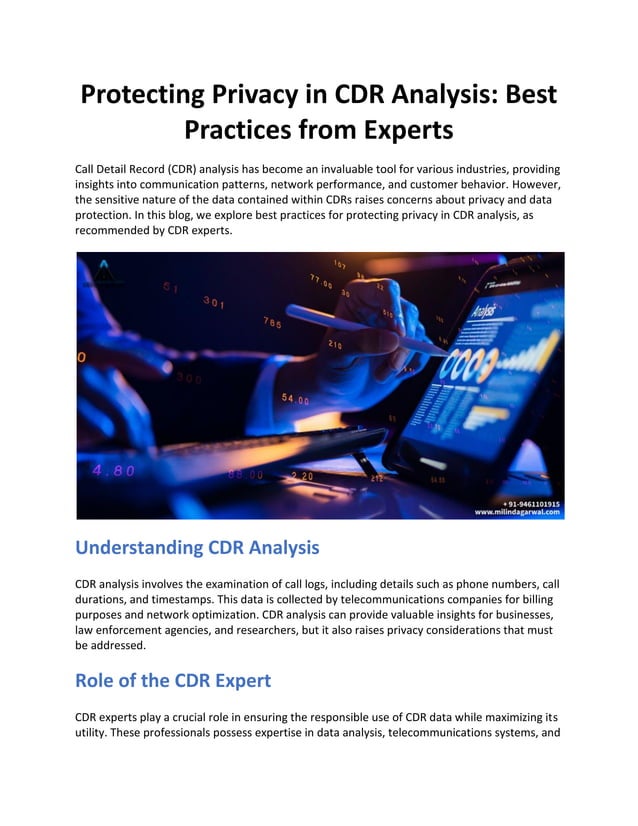 Protecting Privacy in CDR Analysis: Best Practices from Experts | PDF
