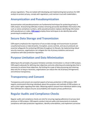 Protecting Privacy in CDR Analysis: Best Practices from Experts | PDF