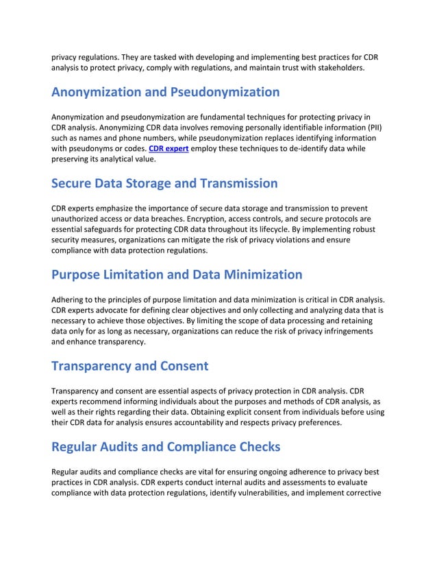 Protecting Privacy in CDR Analysis: Best Practices from Experts | PDF