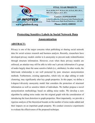 Protecting sensitive labels in social network data anonymization | DOCX