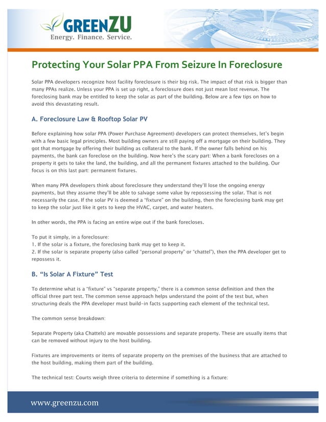 Protecting Solar PPA From Foreclosure | PDF