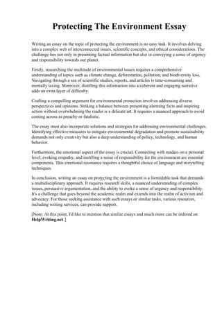 Protecting The Environment Essay.pdf | Environment | Science