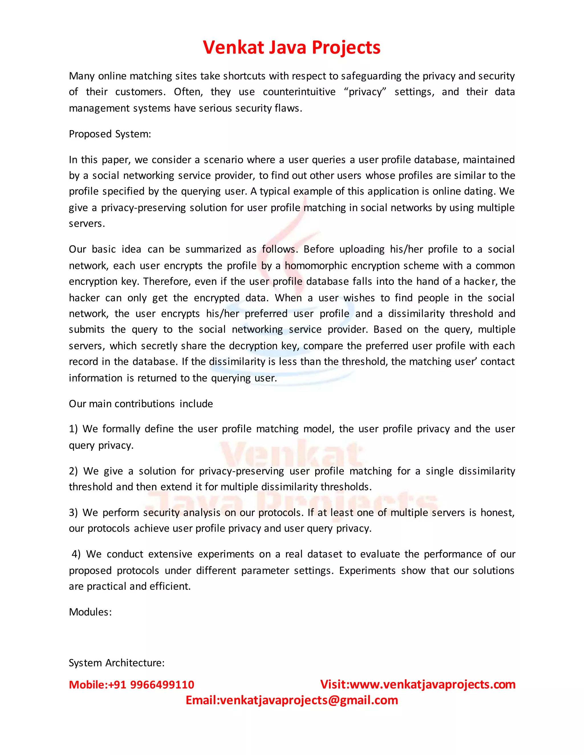 Protecting User Data In Profile Matching Social Networks Pdf