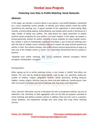 Protecting user data in profile matching social networks | PDF