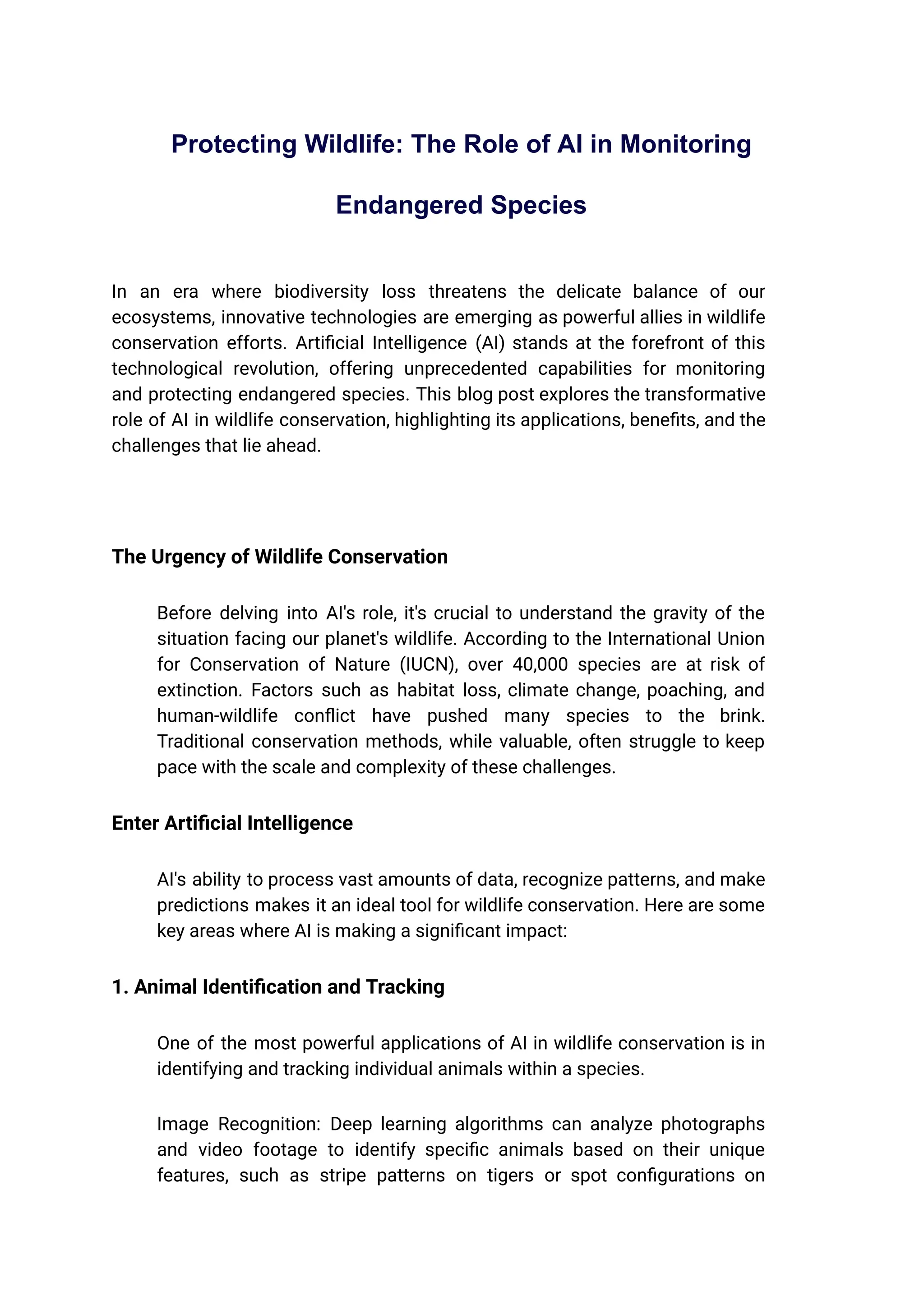 Protecting Wildlife_ The Role of AI in Monitoring Endangered Species.pdf
