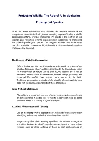 Protecting Wildlife_ The Role of AI in Monitoring Endangered Species.pdf
