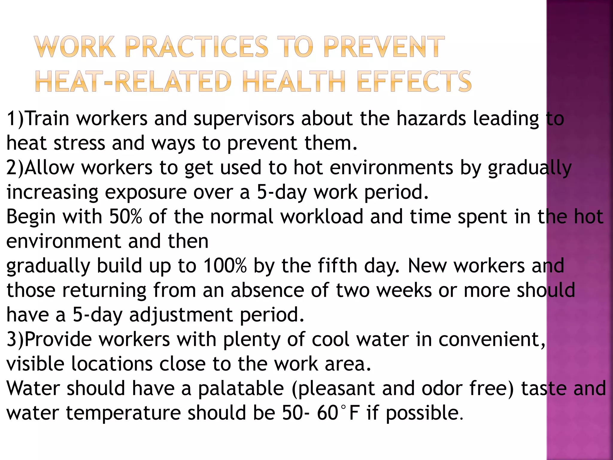 Protecting workers from the effect of heat stress | PPTX