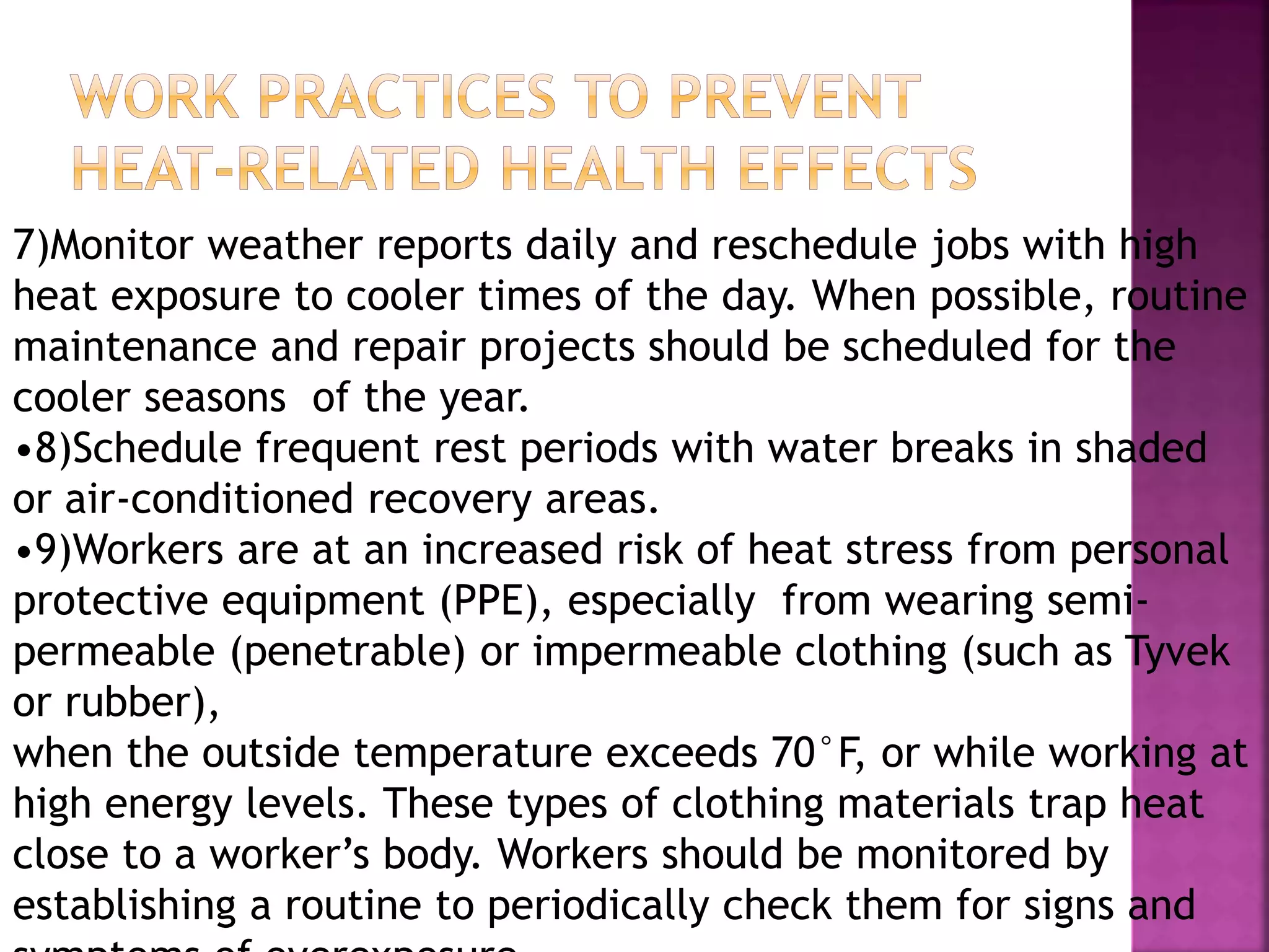 Protecting workers from the effect of heat stress | PPTX