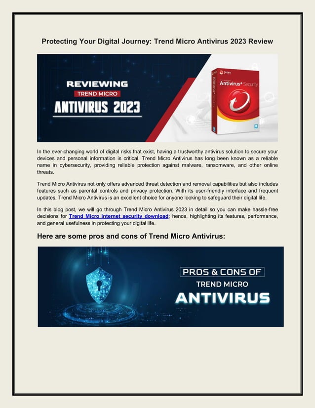 Protecting Your Digital Journey: Trend Micro Antivirus 2023 Review | PDF