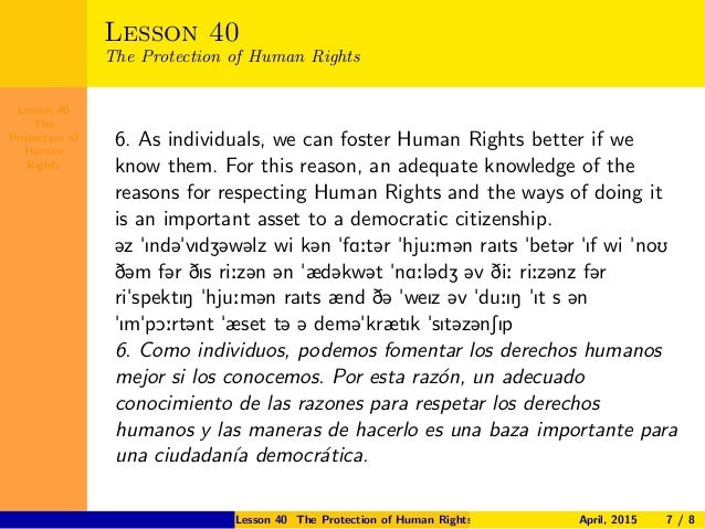 The Protection of Human Rights