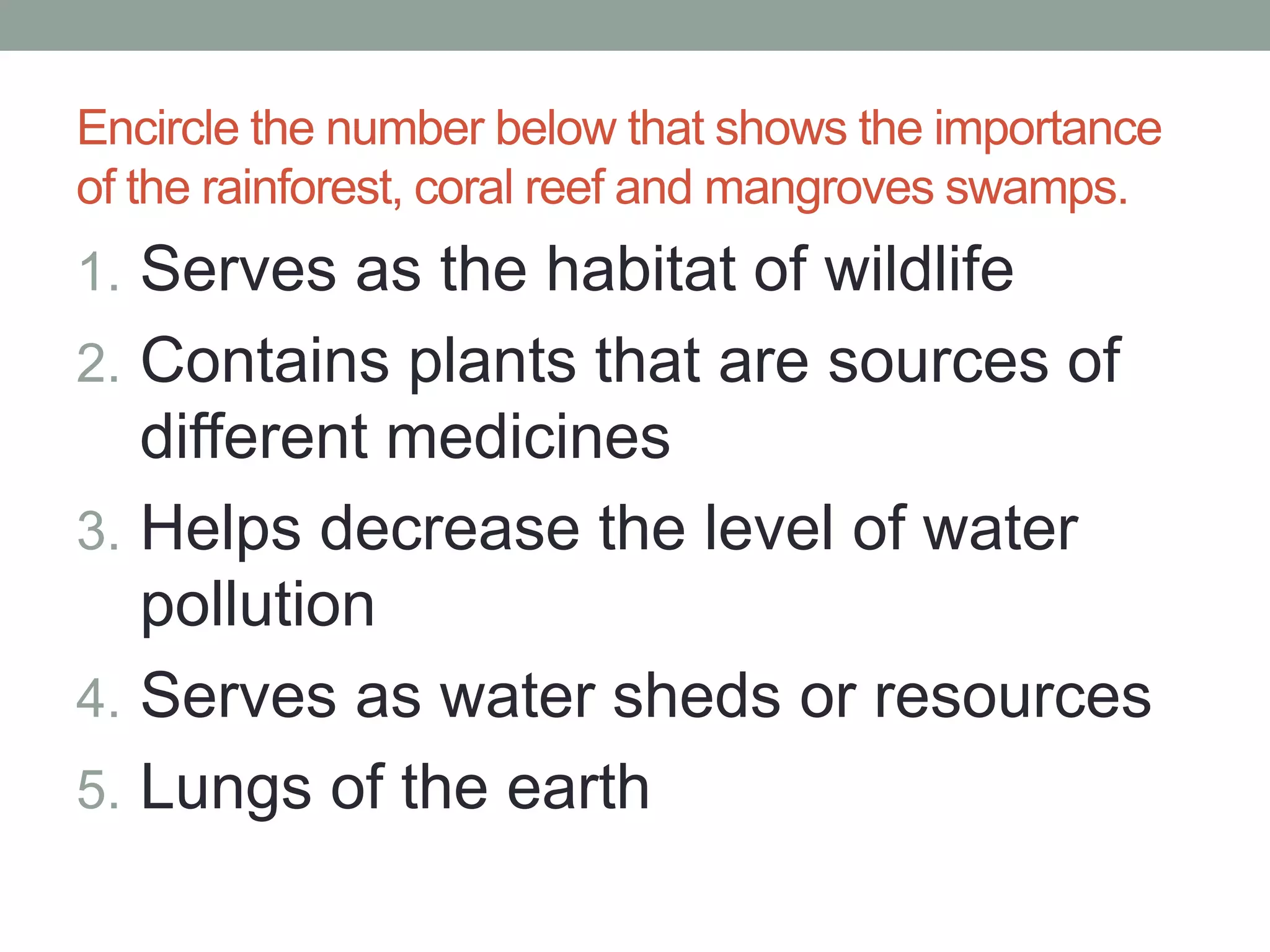 Protection and conservation of tropical rainforest, coral | PPTX