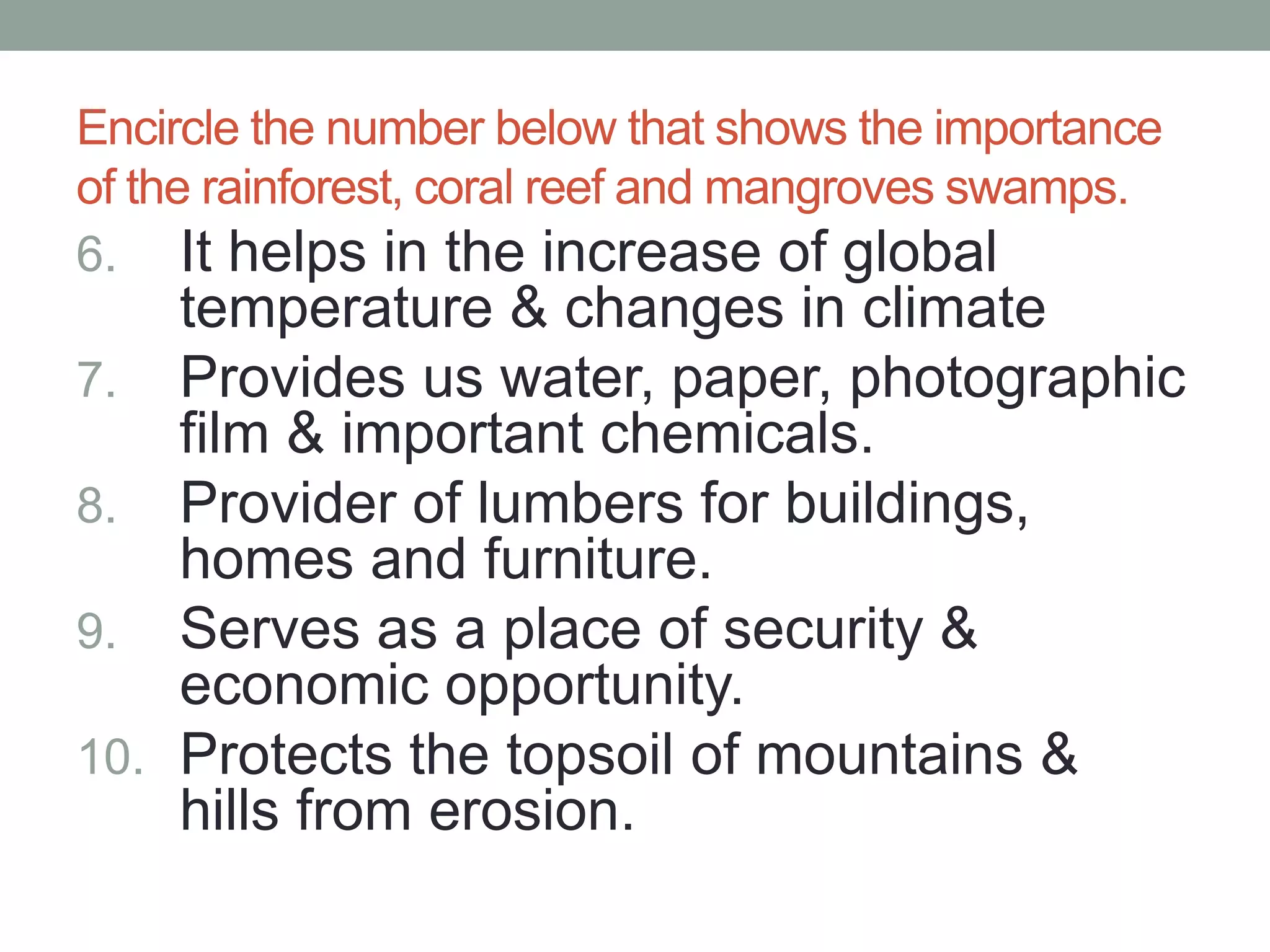 Protection and conservation of tropical rainforest, coral | PPTX