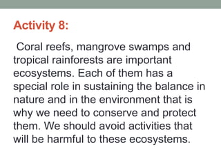 Protection and conservation of tropical rainforest, coral | PPTX