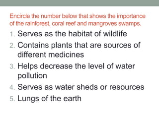 Protection and conservation of tropical rainforest, coral | PPTX