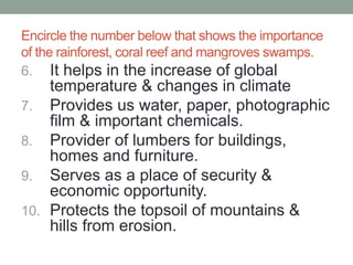 Protection and conservation of tropical rainforest, coral | PPTX