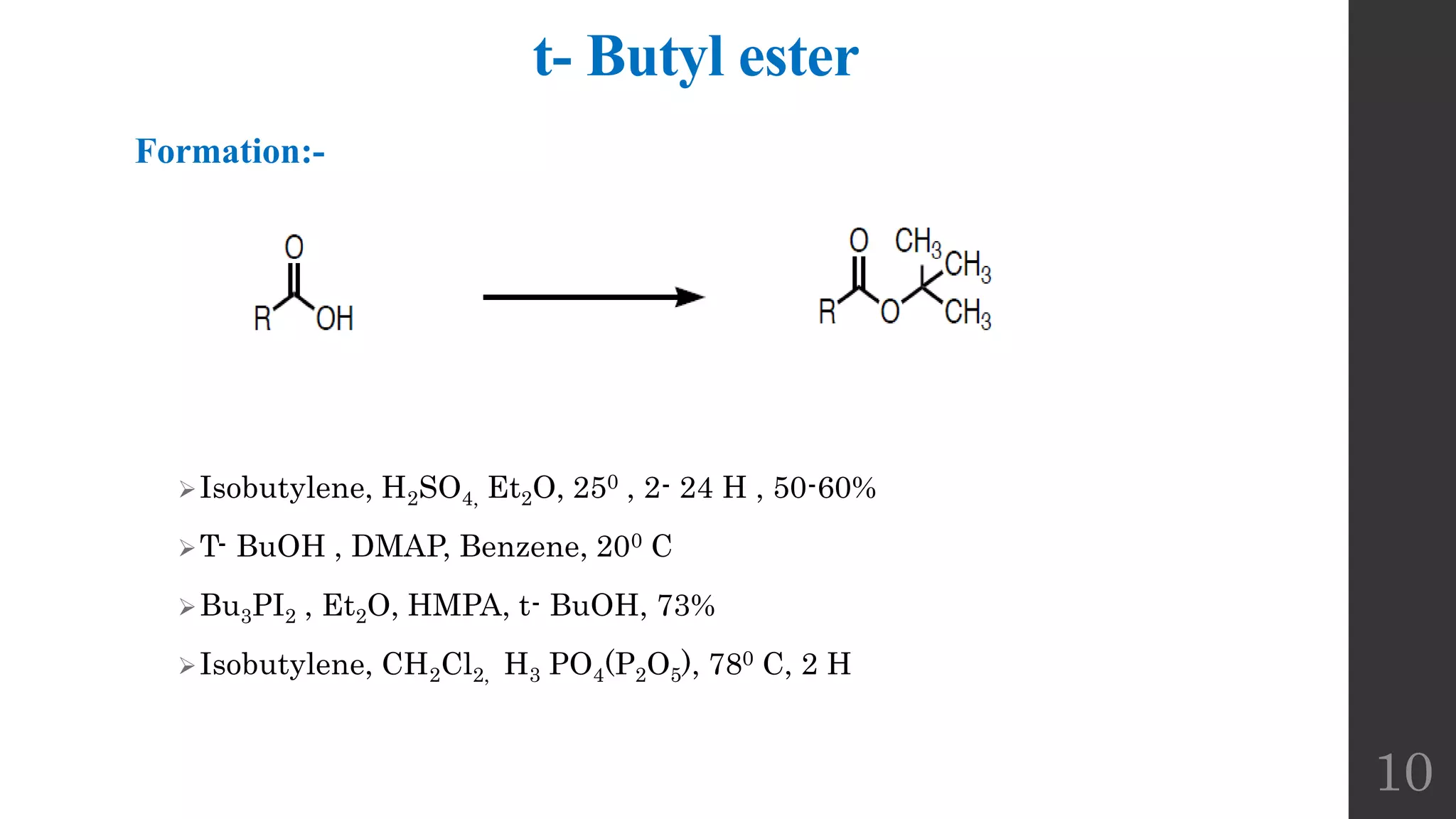 Protection and deprotection of carboxylic acid | PPTX