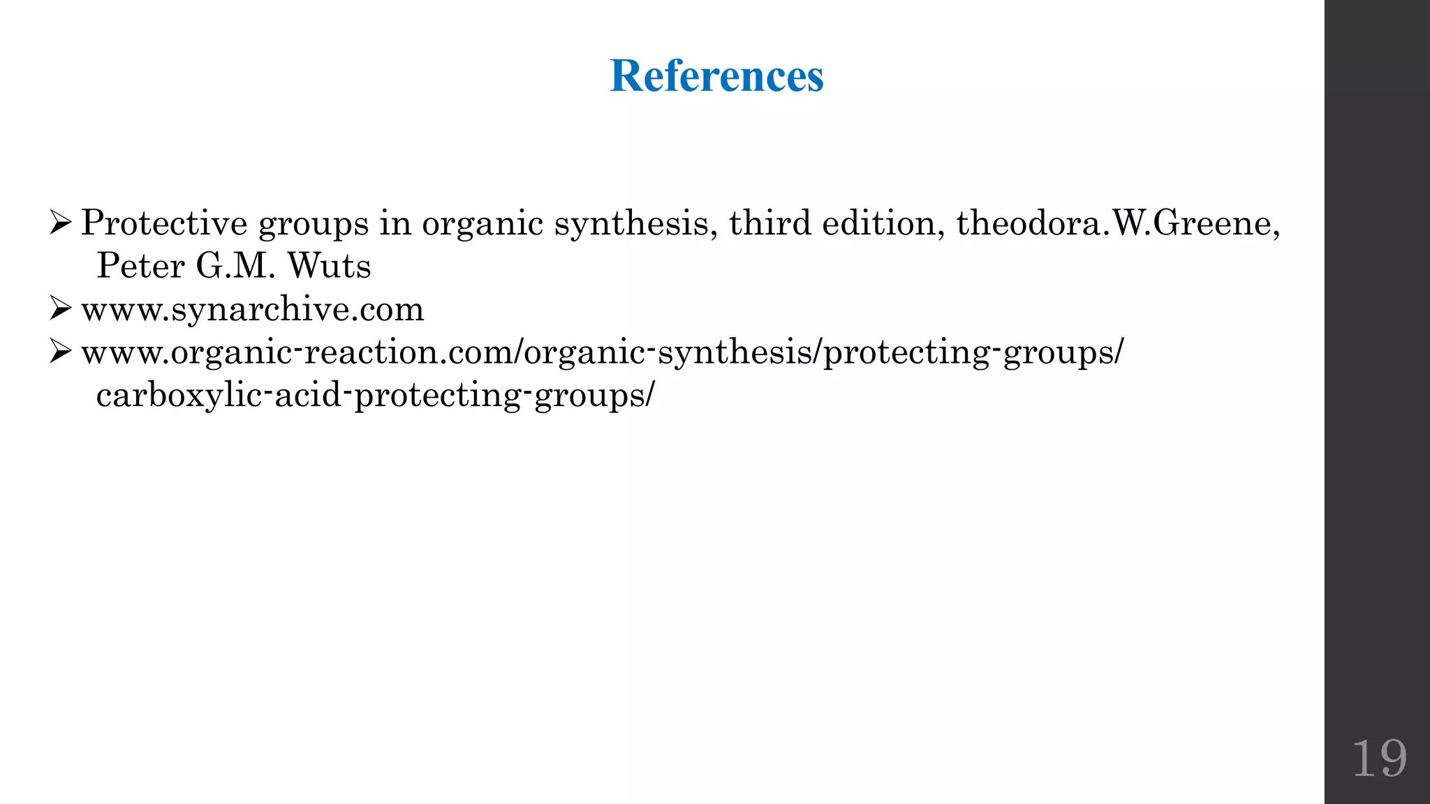 Protection and deprotection of carboxylic acid | PPTX