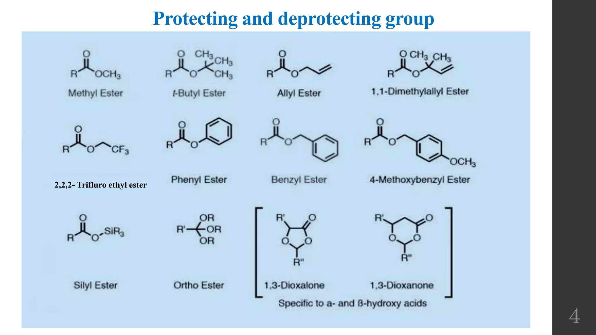 Protection and deprotection of carboxylic acid | PPTX
