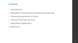 Protection and deprotection of carboxylic acid | PPTX