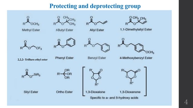 Protection and deprotection of carboxylic acid | PPTX | Chemistry | Science