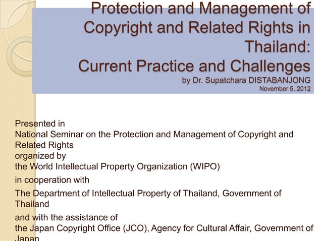 Protection And Management Of Copyright And Related Rights | PPT