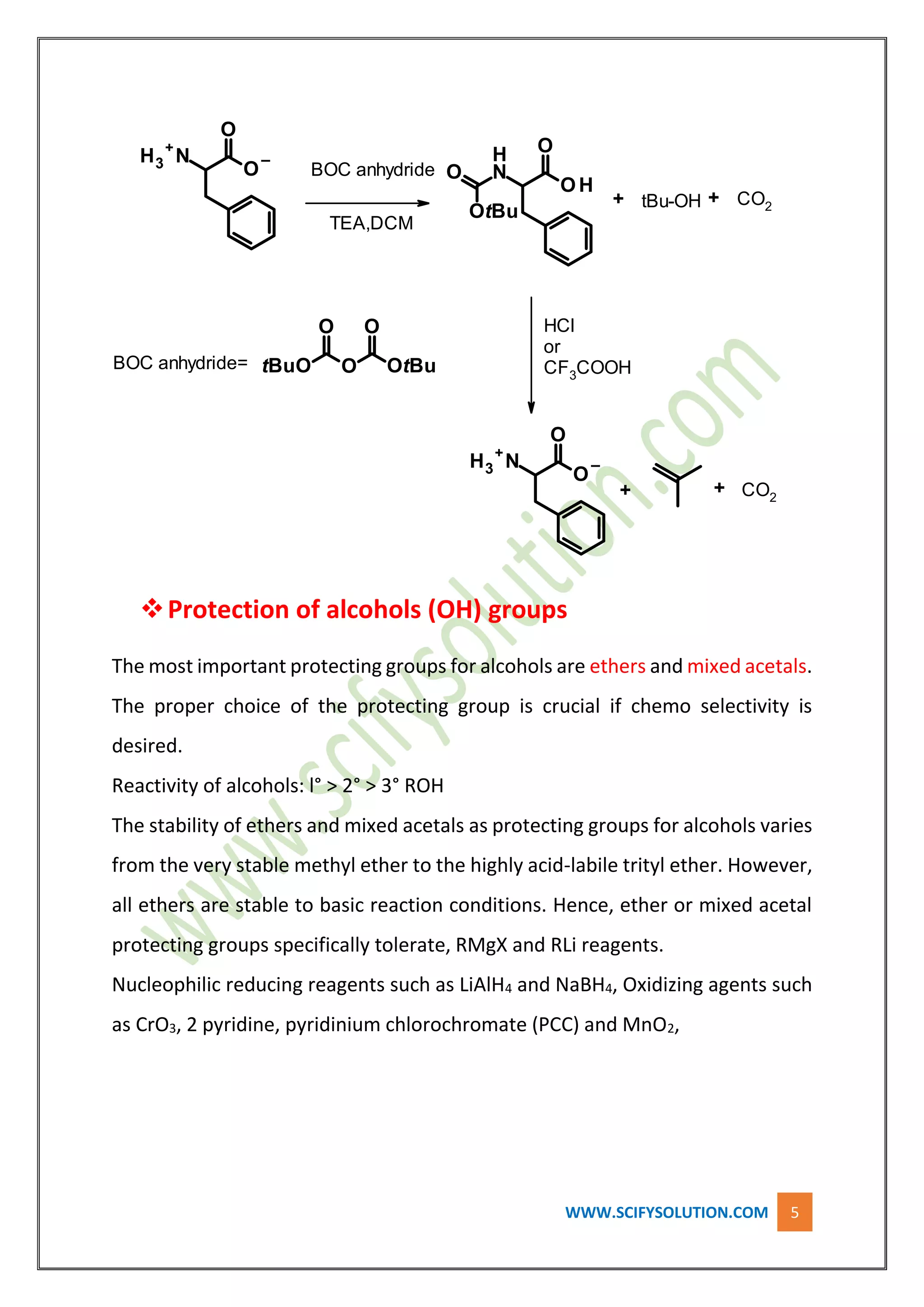 Protection and deprotection of functional groups and it application in ...