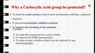 Protection for carboxylic group & Protection for the Amino group | PPTX