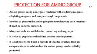 Protection for carboxylic group & Protection for the Amino group | PPTX
