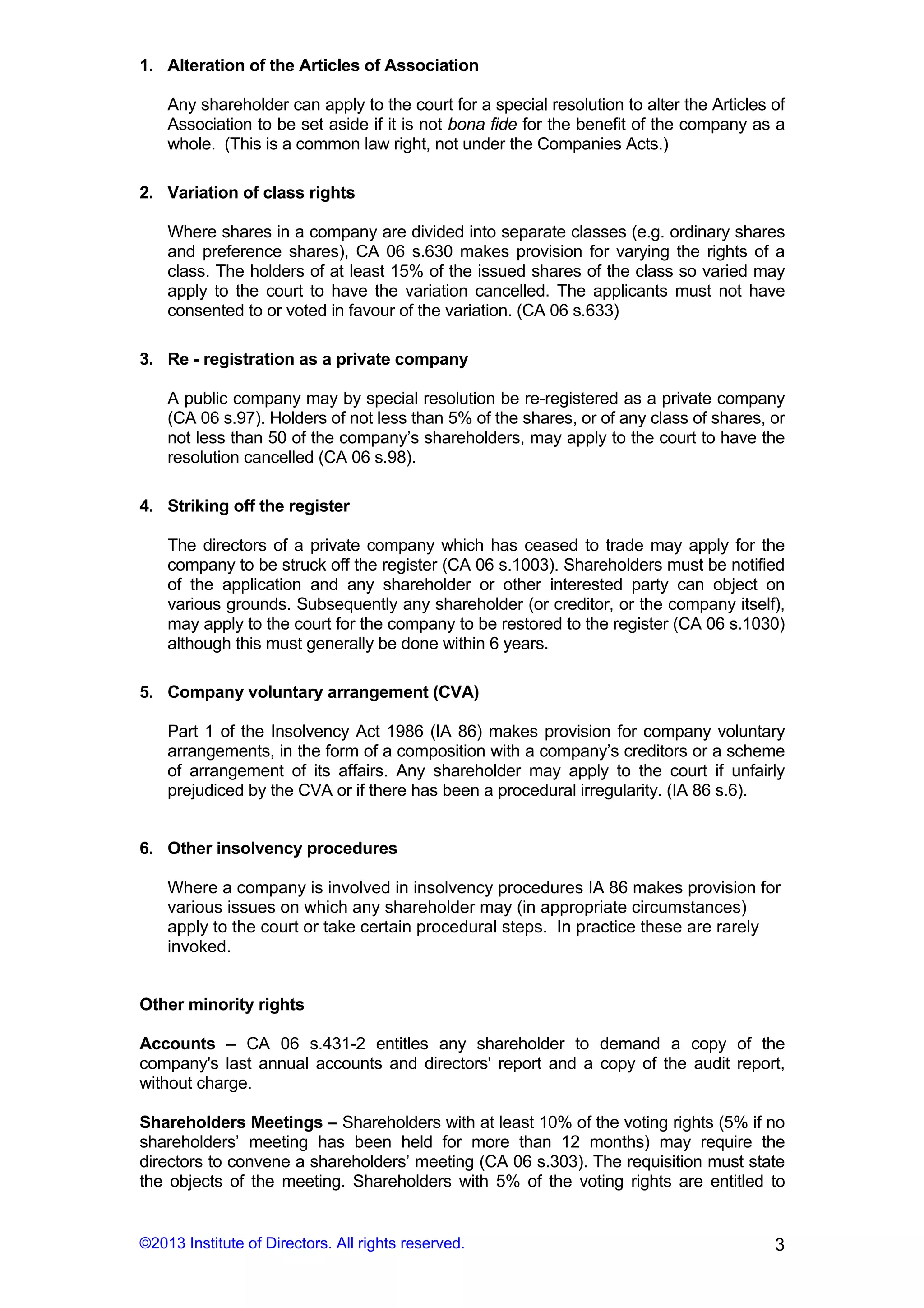 Protection for minority shareholders | PDF