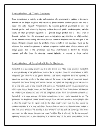 Protectionism of trade business | DOCX