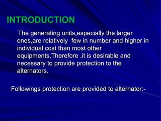 Protection of alternator | PPTX
