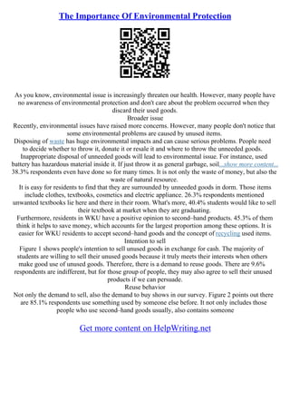 Protection Of Environment Essay | PDF