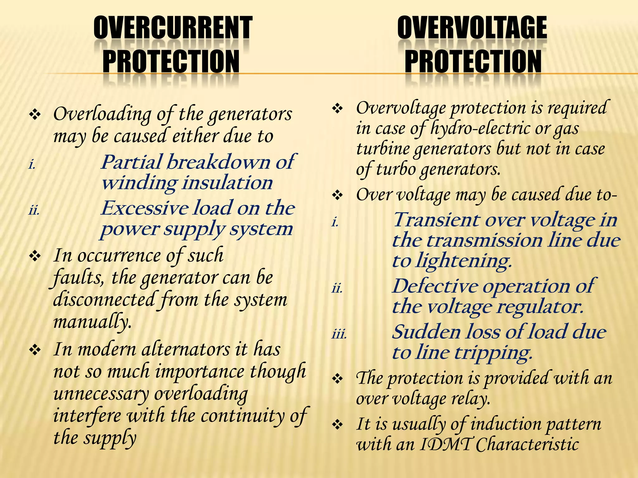 Protection Of Generator | PPTX