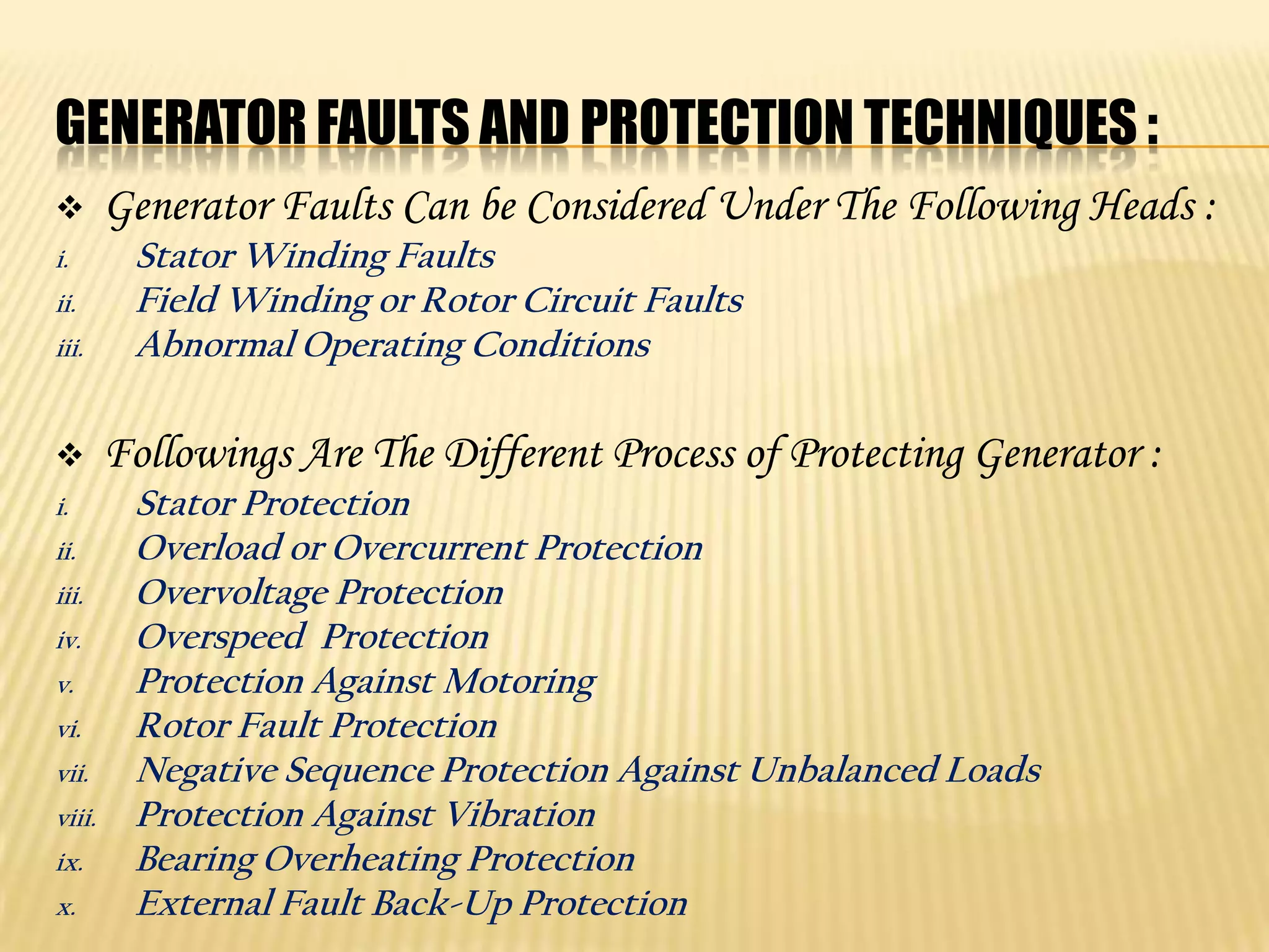 Protection Of Generator | PPTX
